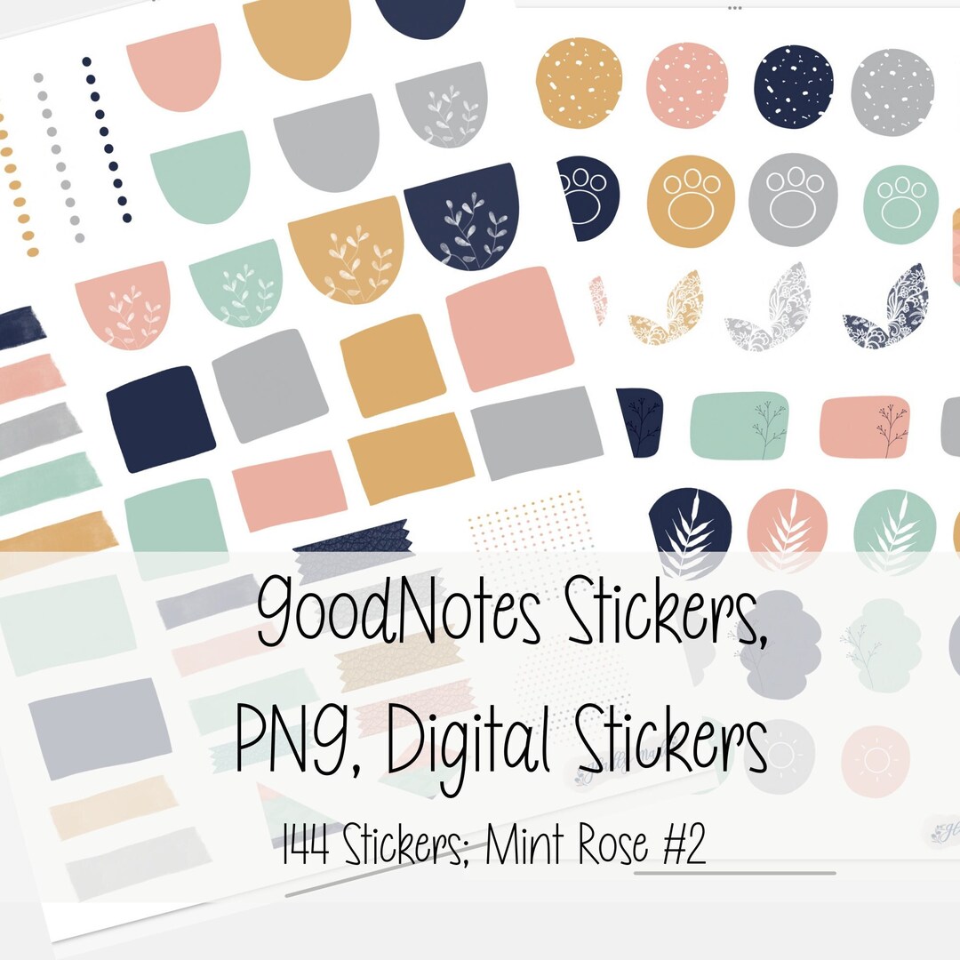Goodnotes Digital Stickers; 144 Stickers; Precropped; Individual PNG ...