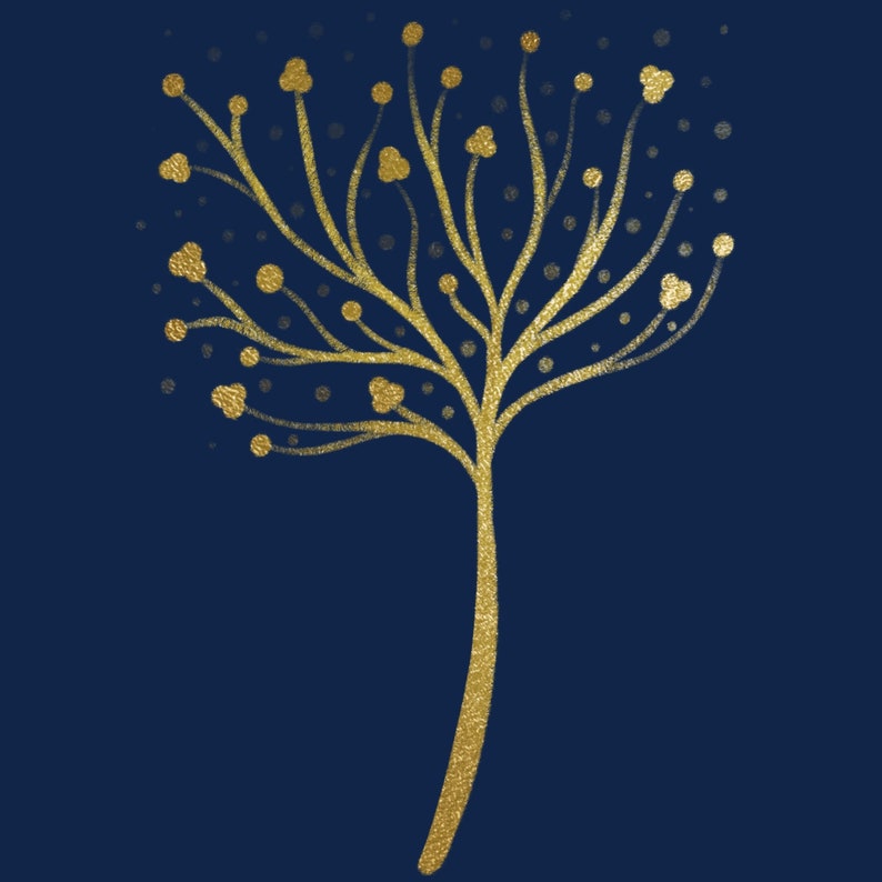 Gold Leaves Clip Art, Plants, Botanical, Foliage, Download Digital ...