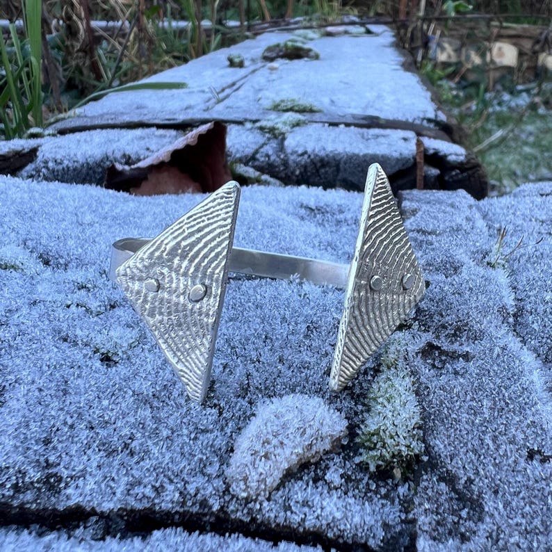 One of a Kind Textured Triangle Recycled Sterling Silver Cuff Bracelet ...