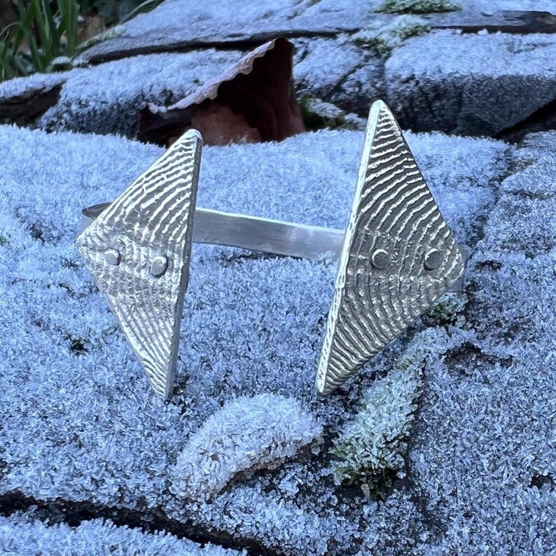 One of a Kind Textured Triangle Recycled Sterling Silver Cuff Bracelet ...