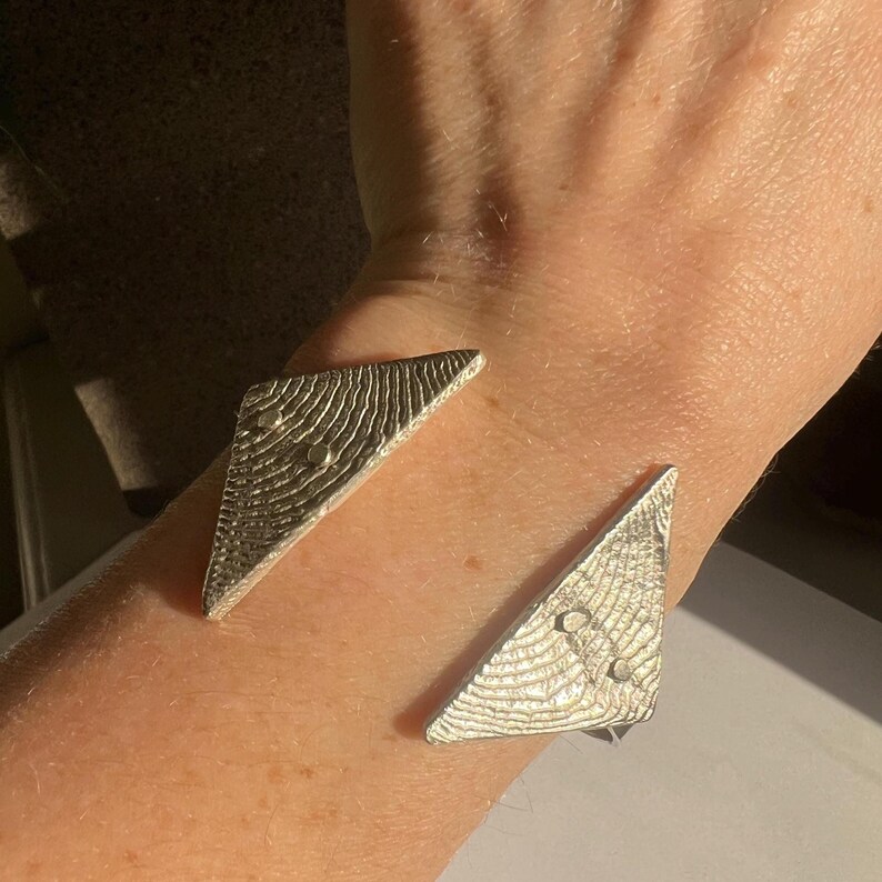 One of a Kind Textured Triangle Recycled Sterling Silver Cuff Bracelet ...
