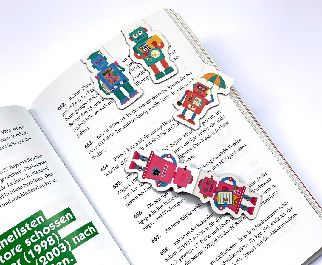Magnet Bookmarks Relaxed Robots Bookmarks 4 Pieces in a Set - Etsy