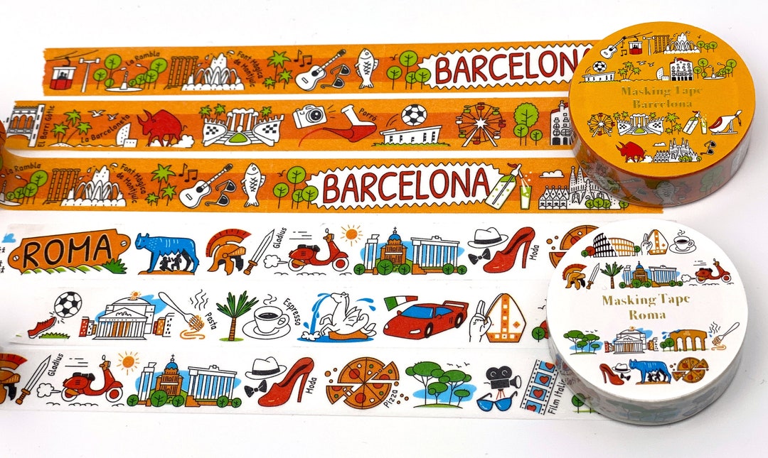 Rome / Barcelona, City Tapes , Washi Tape/masking Tape 7 M X 15 Mm - Etsy