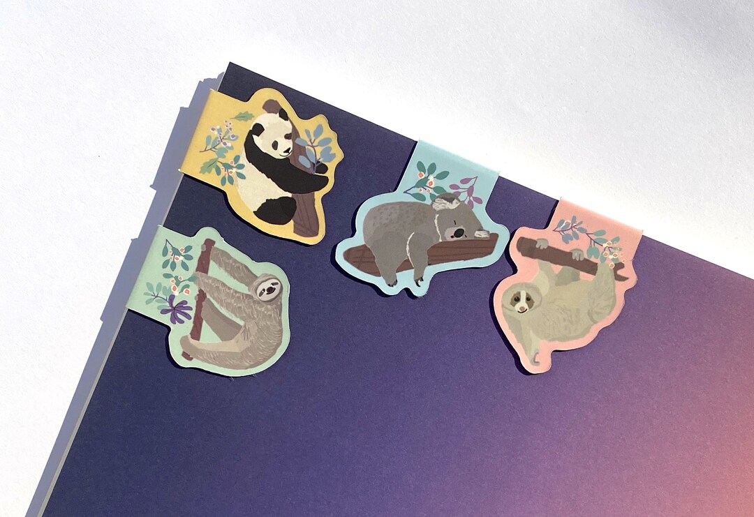 Magnet Bookmarks Relaxed Animals Bookmarks 4 Pieces in a Set - Etsy