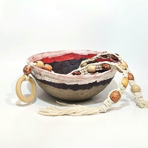 Unique Handmade Paper Mache Bowl. Botanically Adorned Mulberry Paper ...