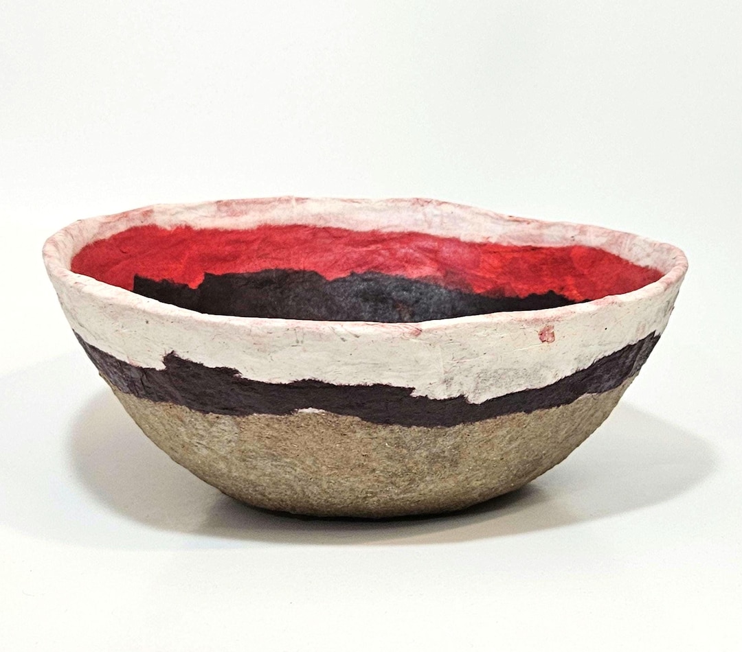 Unique Handmade Paper Mache Bowl. Botanically Adorned Mulberry Paper ...