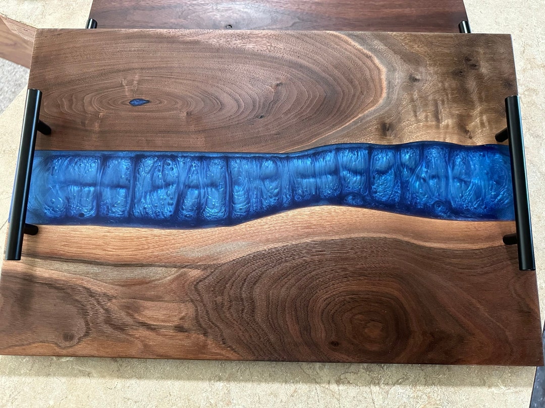 Walnut Epoxy Serving Tray / Resin Charcuterie Board / Epoxy Serving ...