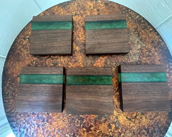Set of Epoxy and Wood Coasters, Handmade Gift, Coffee Lover Gift ...