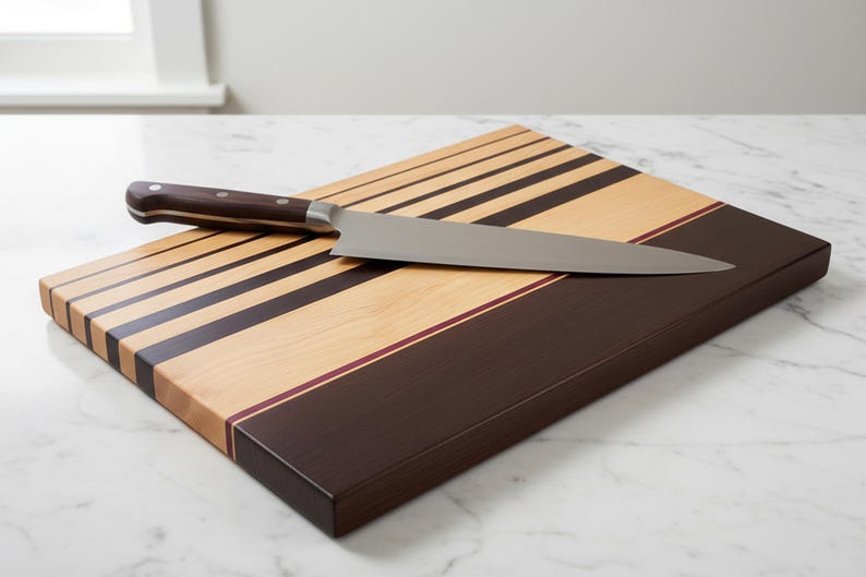 Gradient Stripe Handcrafted Edge Grain Cutting Board, Premium Walnut ...