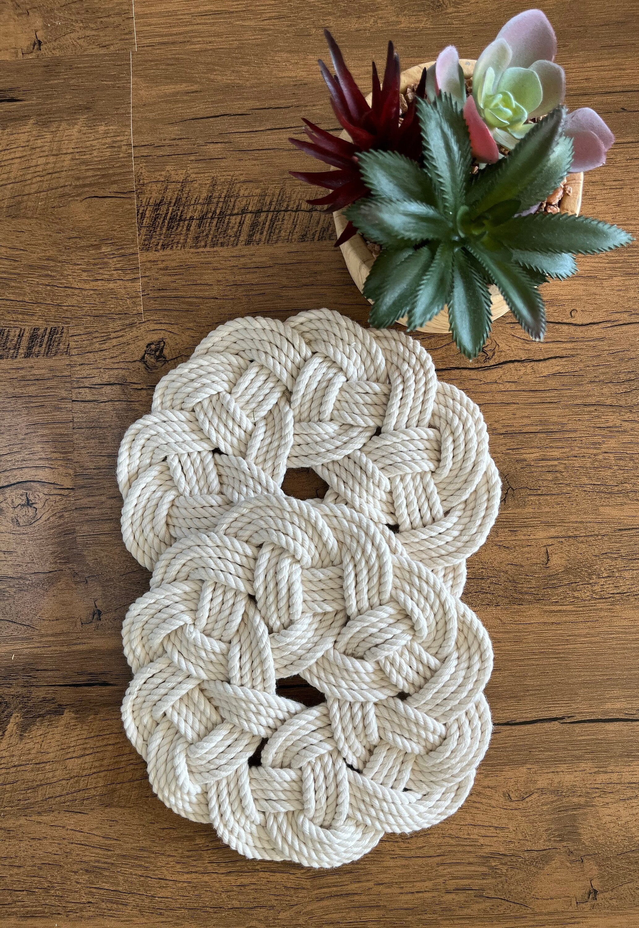 Sailor Knot Rope Trivet for Hot Dishes, Plant Pot Mat, Useful Gifts for ...