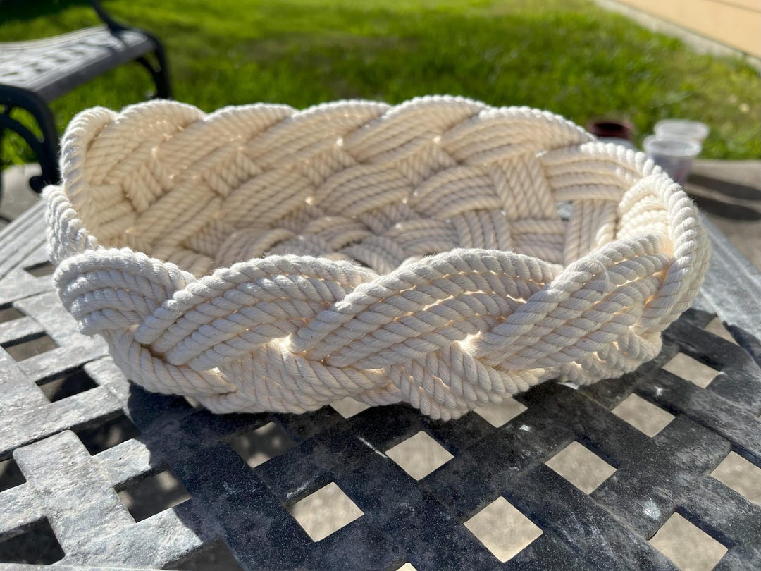 Braided Rope Basket Handmade, Woven Fruit Bowl for Countertop, 2nd ...