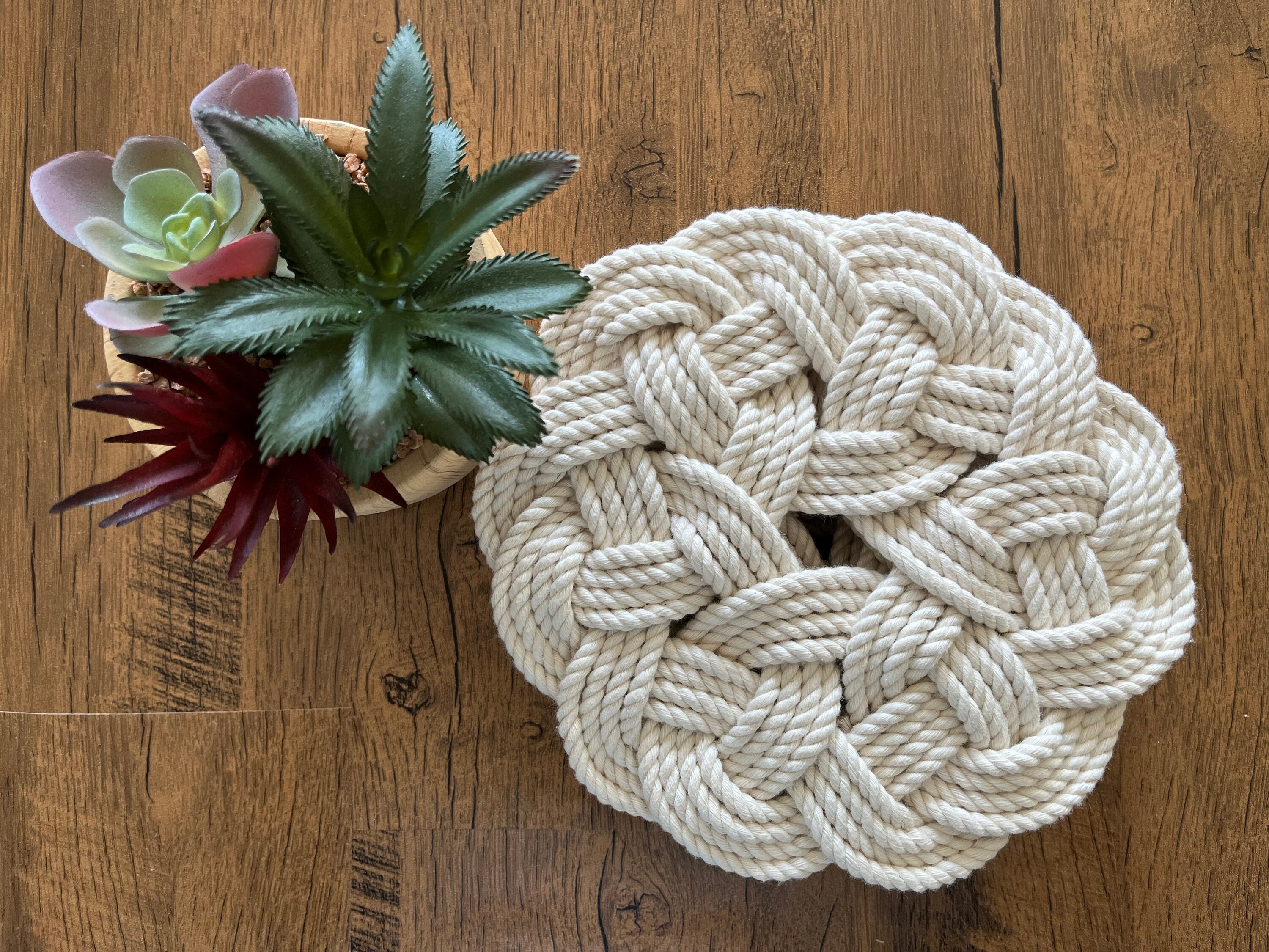 Sailor Knot Rope Trivet for Hot Dishes, Plant Pot Mat, Useful Gifts for ...