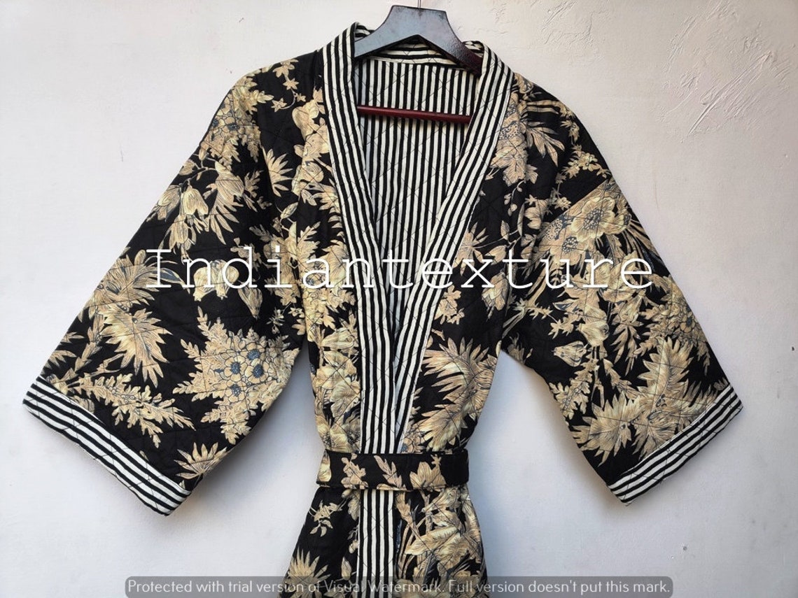 Quilted Robe Quilted Kimono Robes Traditional Kimono - Etsy