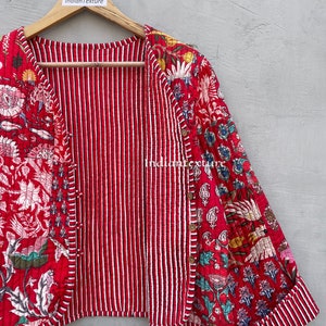 Red Patchwork Cotton Jacket, Indian Women Jacket for Her, New Trendy ...