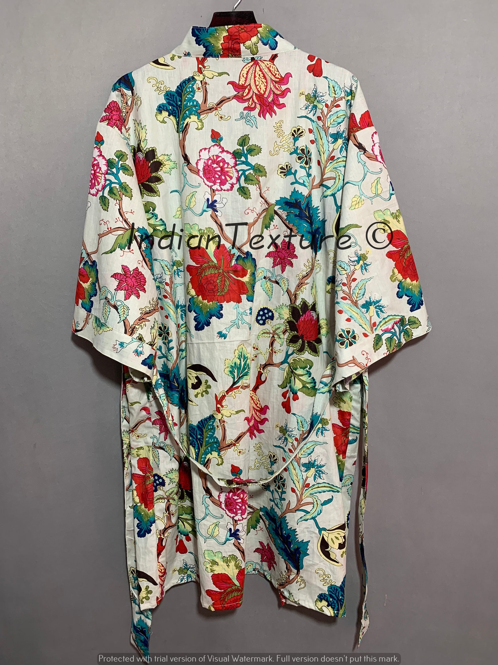Cotton Kimono, Indian Kimono Robes Printed Dressing Gown Women's Robes ...