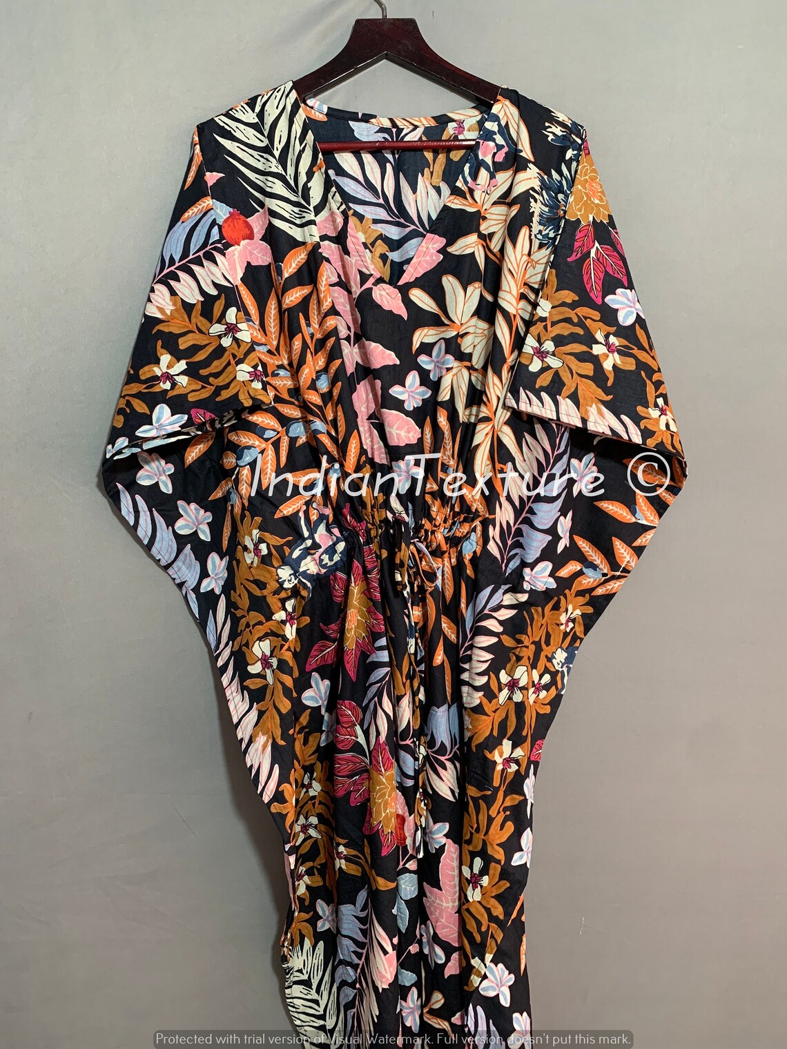 Cotton Kaftan Indian Floral Kaftan Long Caftandress for to - Etsy