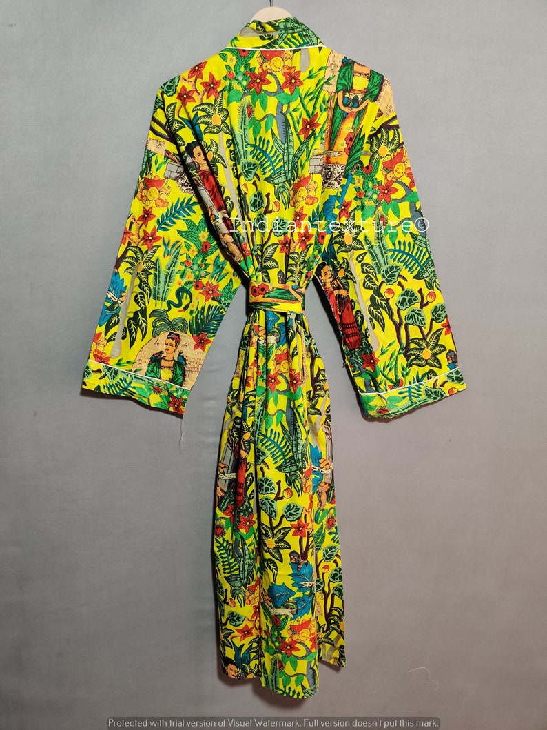 Cotton Kimono Robe Frida Kahlo Robes for Womendressing Gown - Etsy