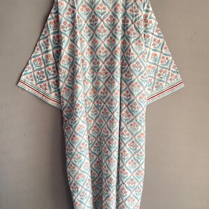 Hand Block Print Kimono Robe, Cotton Bathrobe, Lightweight Cotton Robe ...