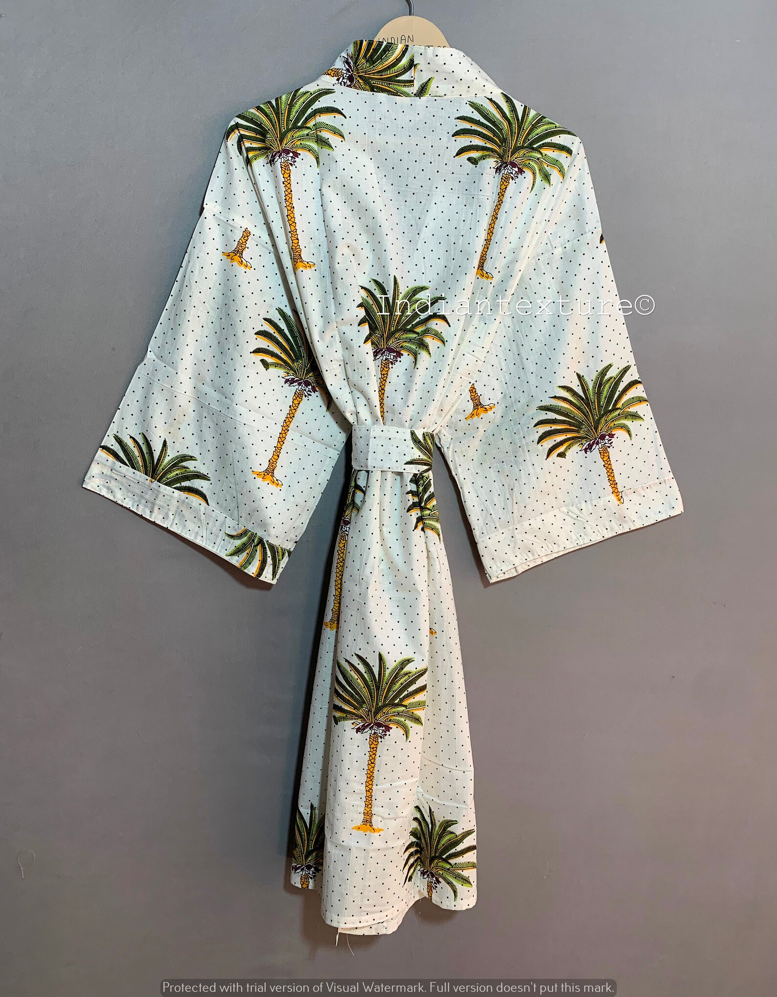 Cotton Palm Tree Kimono Robes for Women Indian Dressing Gown - Etsy