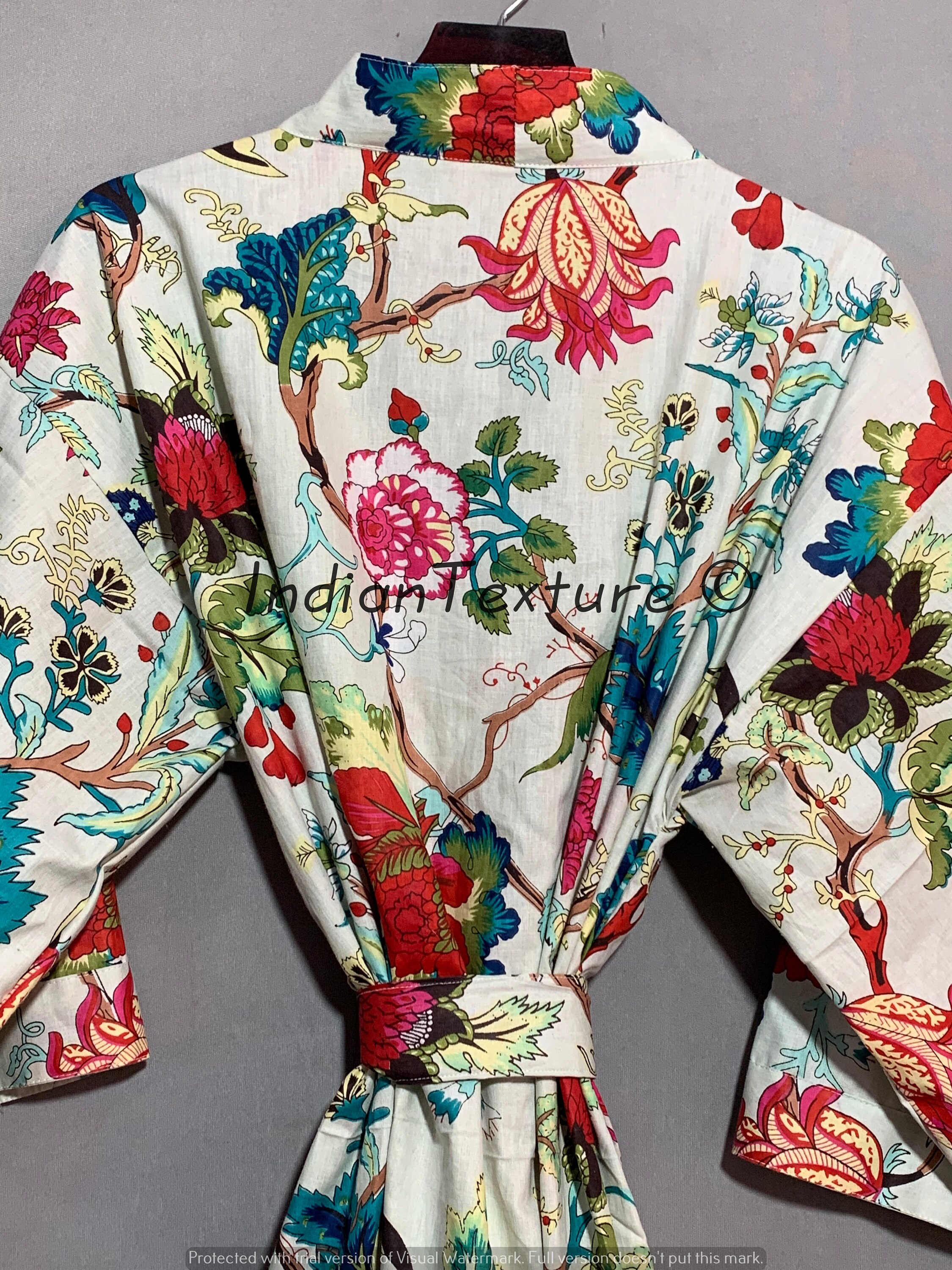 Cotton Kimono Indian Kimono Robes Printed Dressing Gown - Etsy