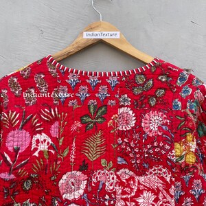 Red Patchwork Cotton Jacket, Indian Women Jacket for Her, New Trendy ...