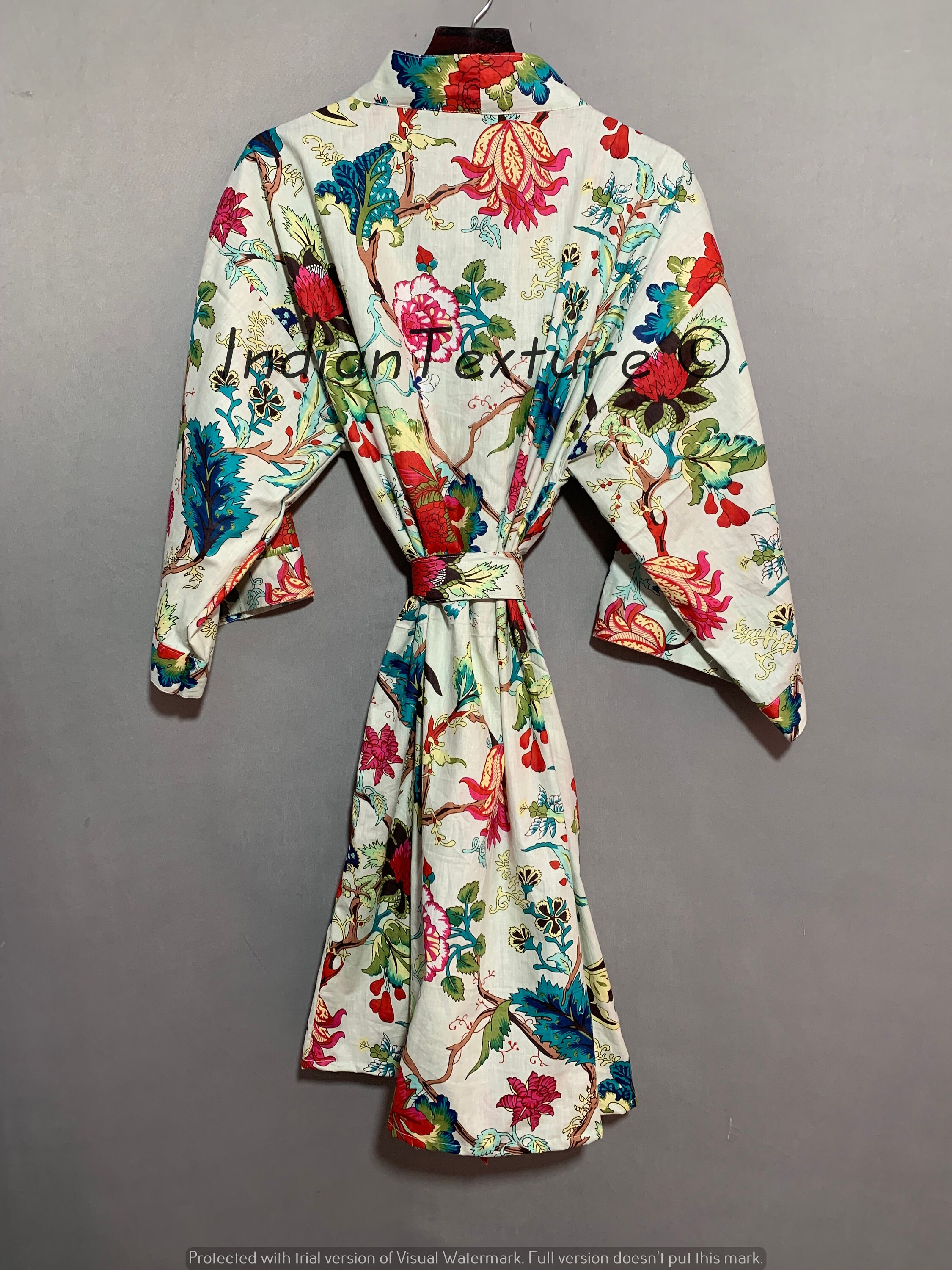 Cotton Kimono Indian Kimono Robes Printed Dressing Gown - Etsy