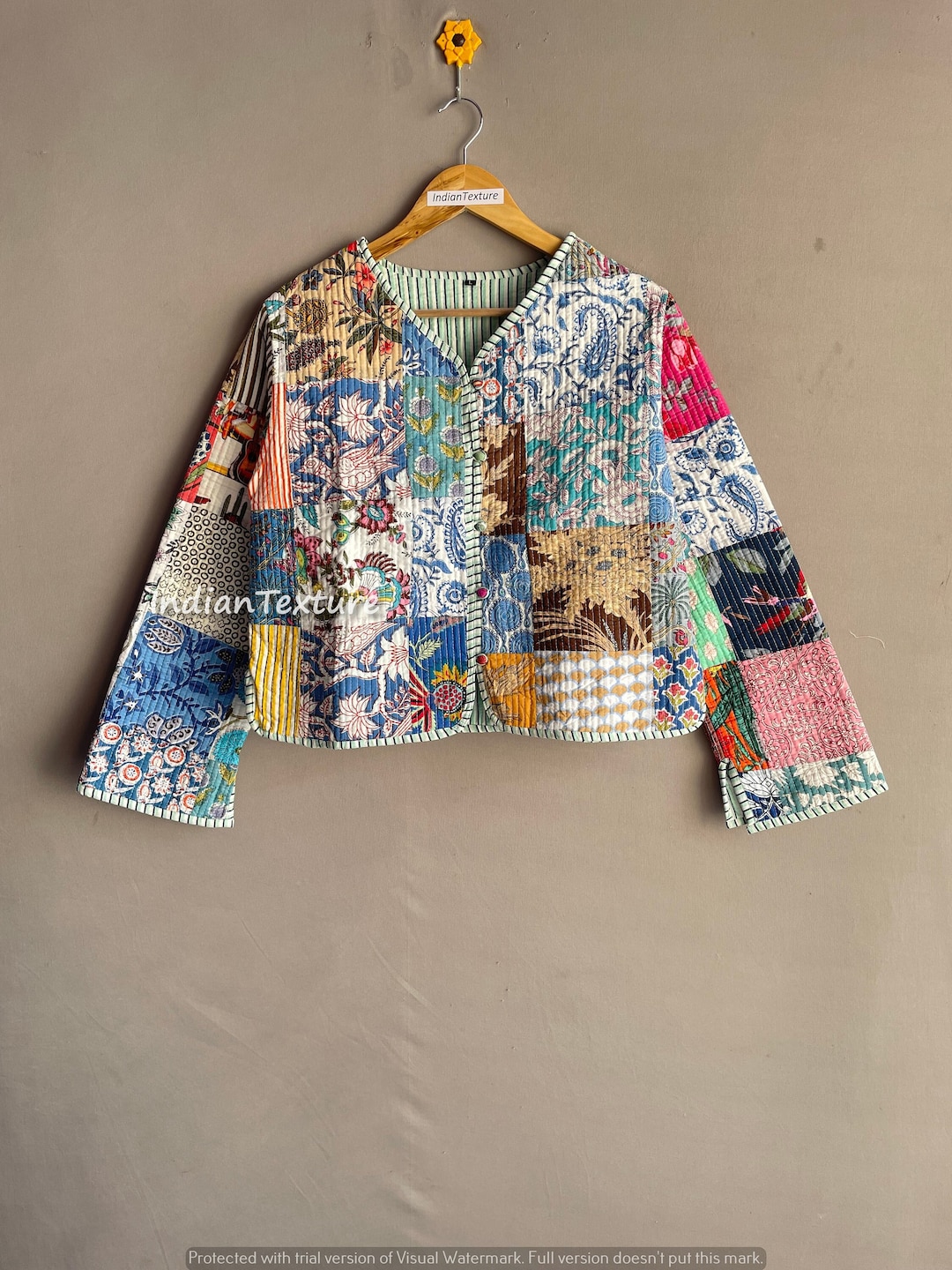 Cotton Women's Quilted Jacket Block Printed Boho Style Quilted Handmade ...