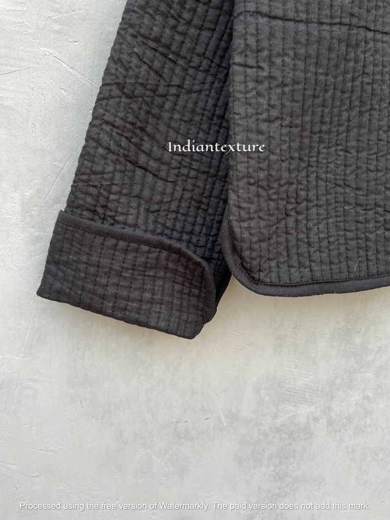 Black Cotton Quilted Jacket, Boho Button-down Coat - Etsy