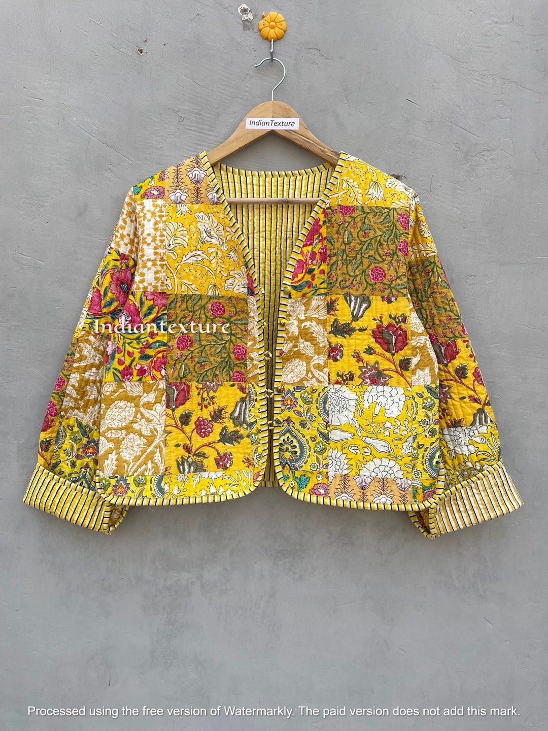Cotton Patchwork Short Jacket, Indian Handmade Patchwork Reversible ...