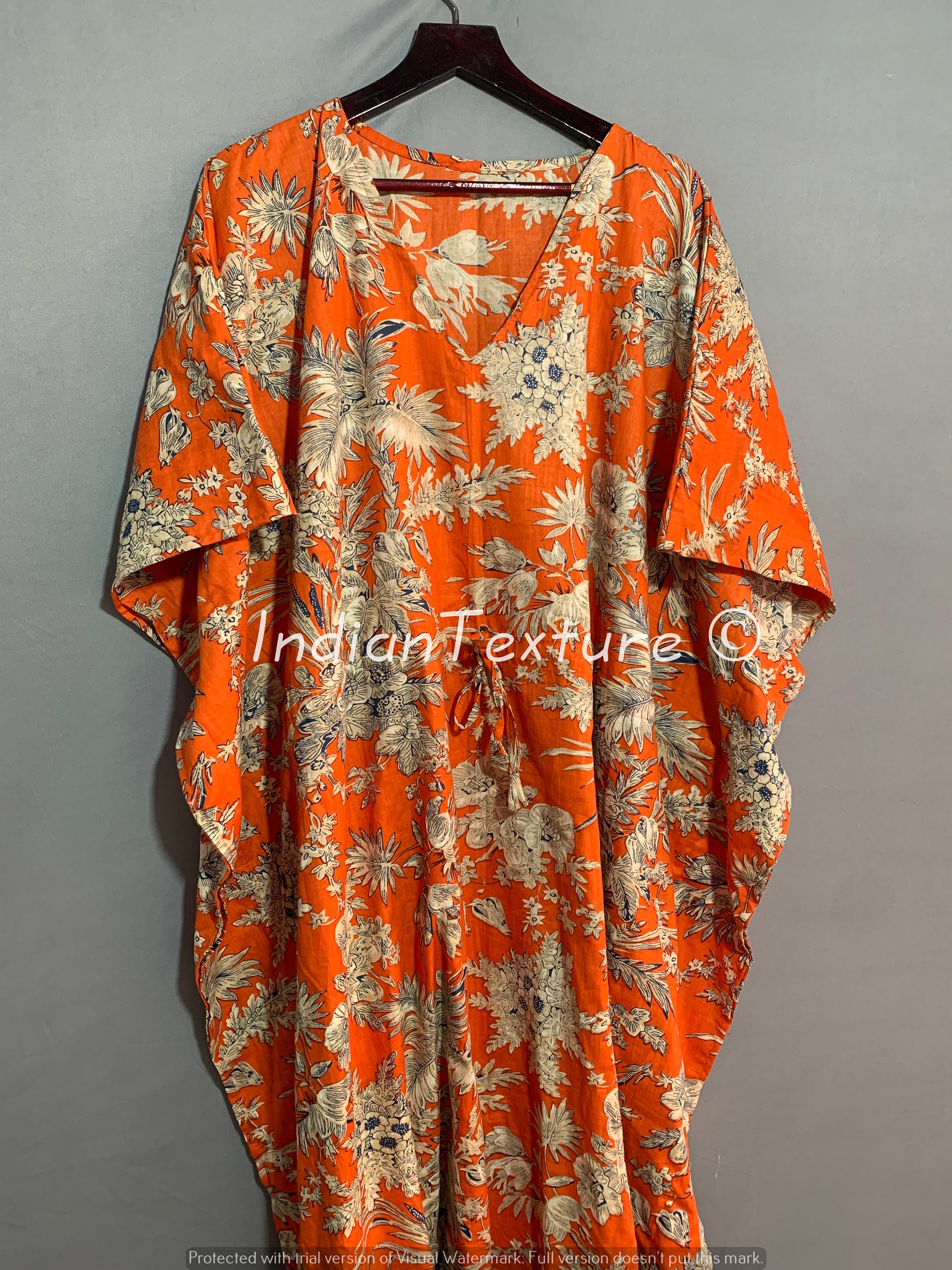 Cotton Kaftan Indian Floral Kaftan Long Caftandress for to - Etsy