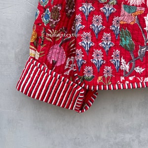 Red Patchwork Cotton Jacket, Indian Women Jacket for Her, New Trendy ...