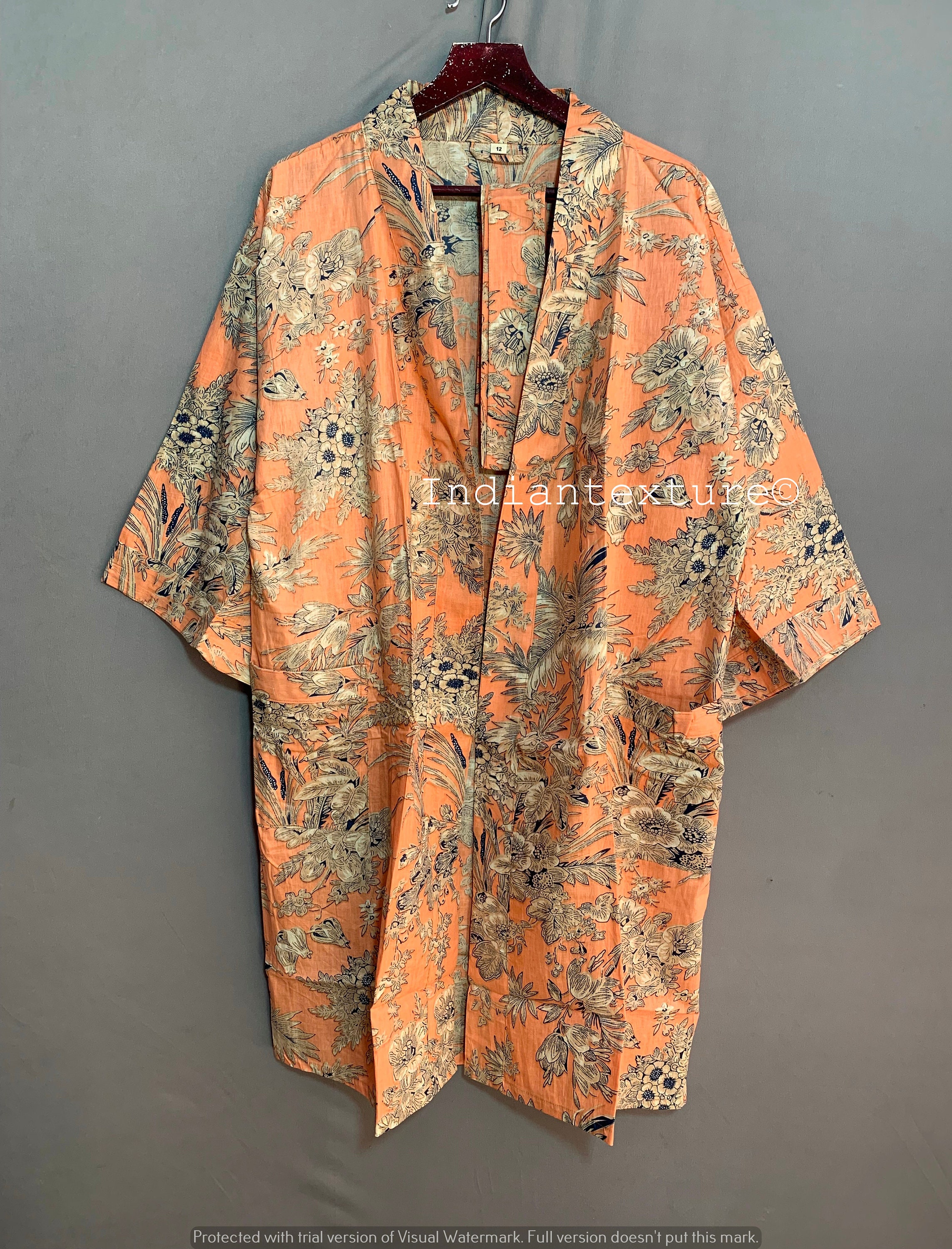 100% Cotton Kimono Robes, Pure Cotton Kimono, Block Print Cotton Kimono ...