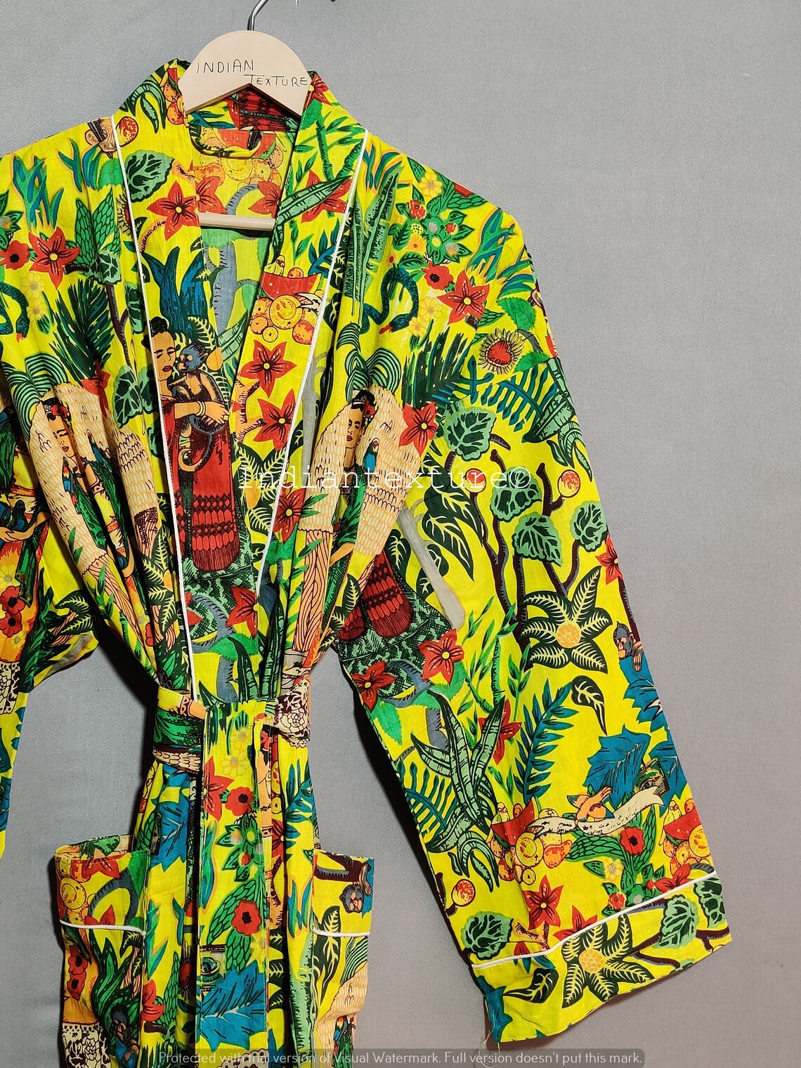 Cotton Kimono Robe Frida Kahlo Robes for Womendressing Gown - Etsy