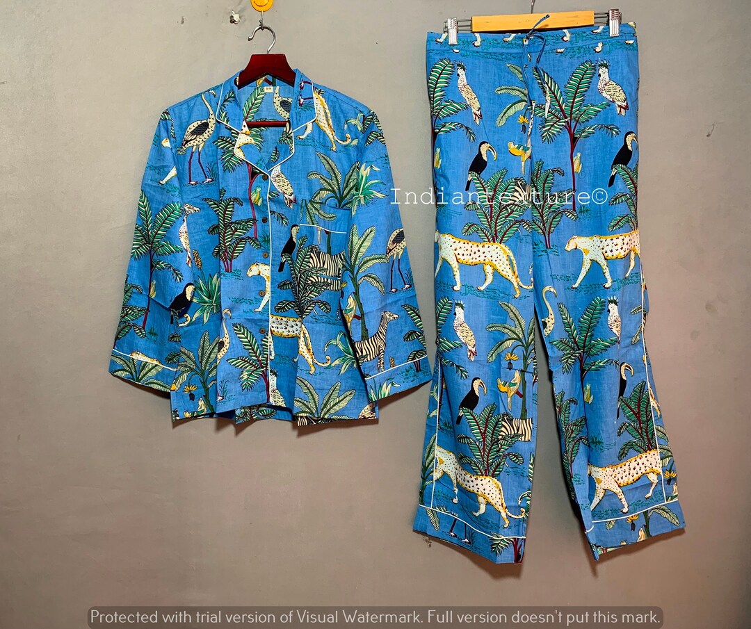 Indian Pyjama Set, Floral Pajama Set, Cotton Night Suit, Women's Pyjama ...