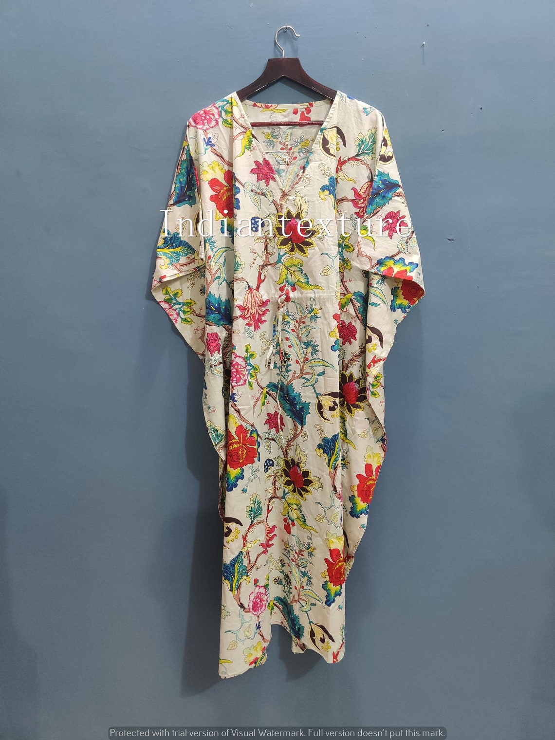 Cotton Kaftan, Indian Floral Kaftan, Long Caftan,dress for to Be Moms ...