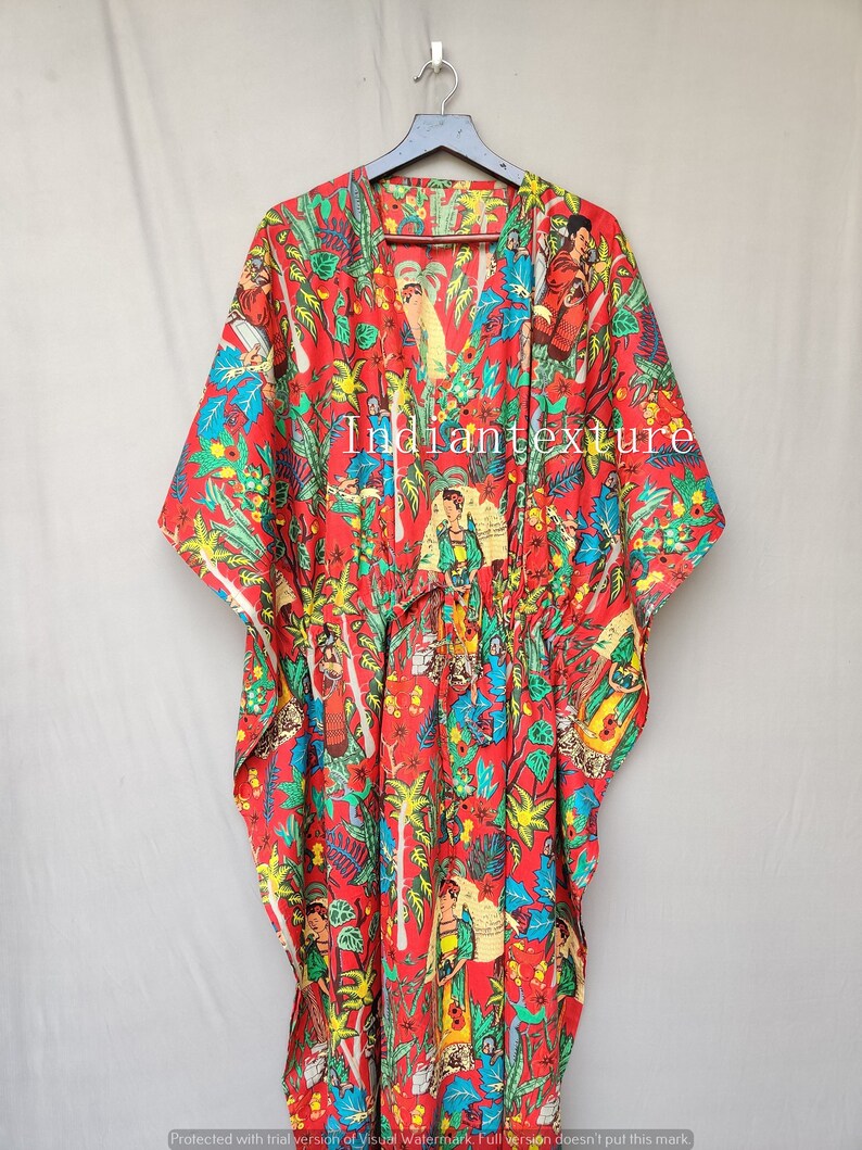 Cotton Kaftan Indian Floral Kaftan Long Caftandress for to - Etsy
