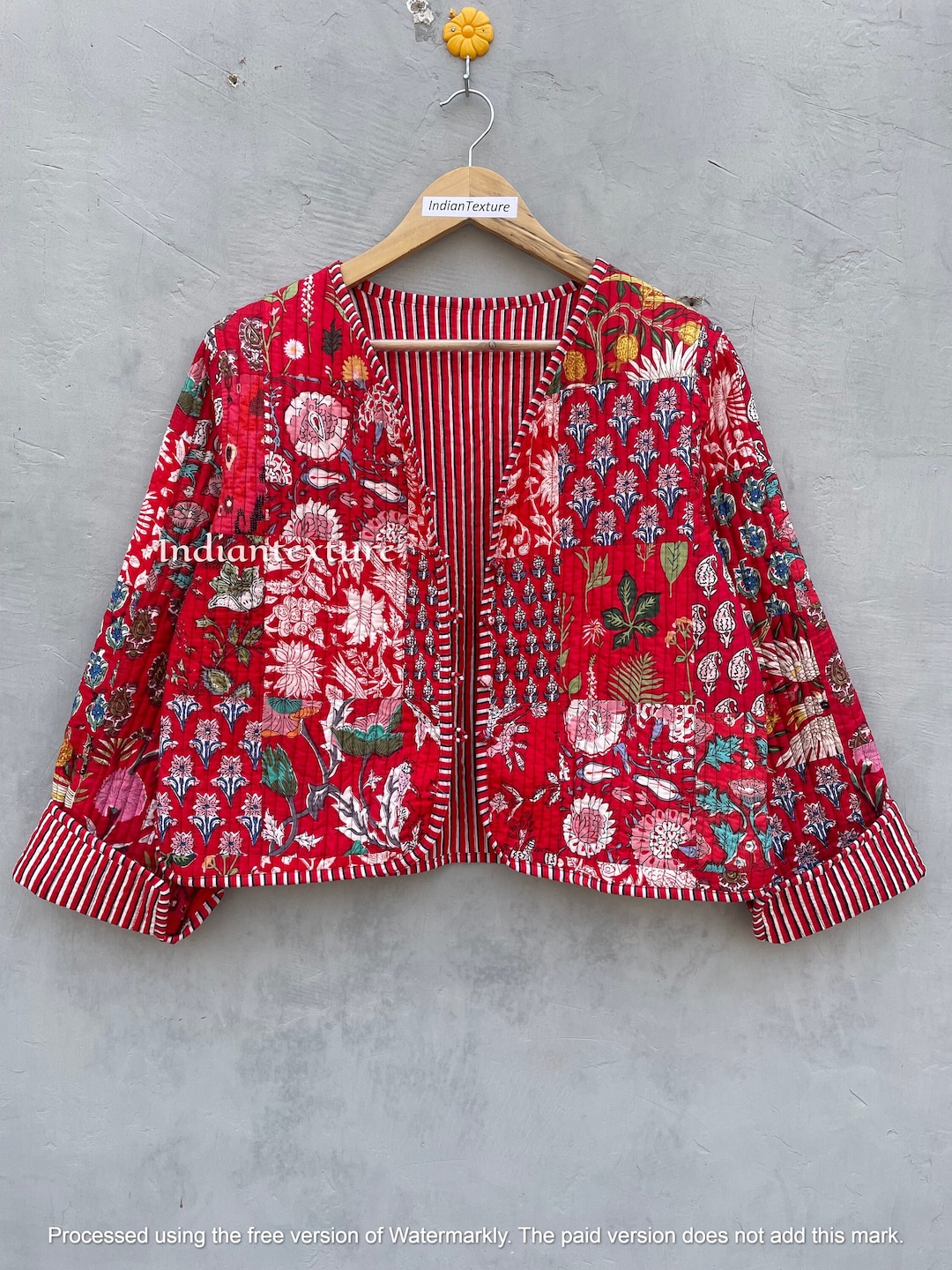 Red Patchwork Cotton Jacket, Indian Women Jacket for Her, New Trendy ...