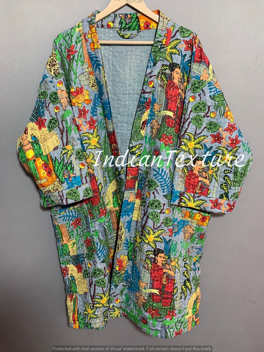Frida Kahlo Cotton Jacket, Indian Cotton Jacket, Cotton Overcoat, Gift for Her, Jacke & Coats ...