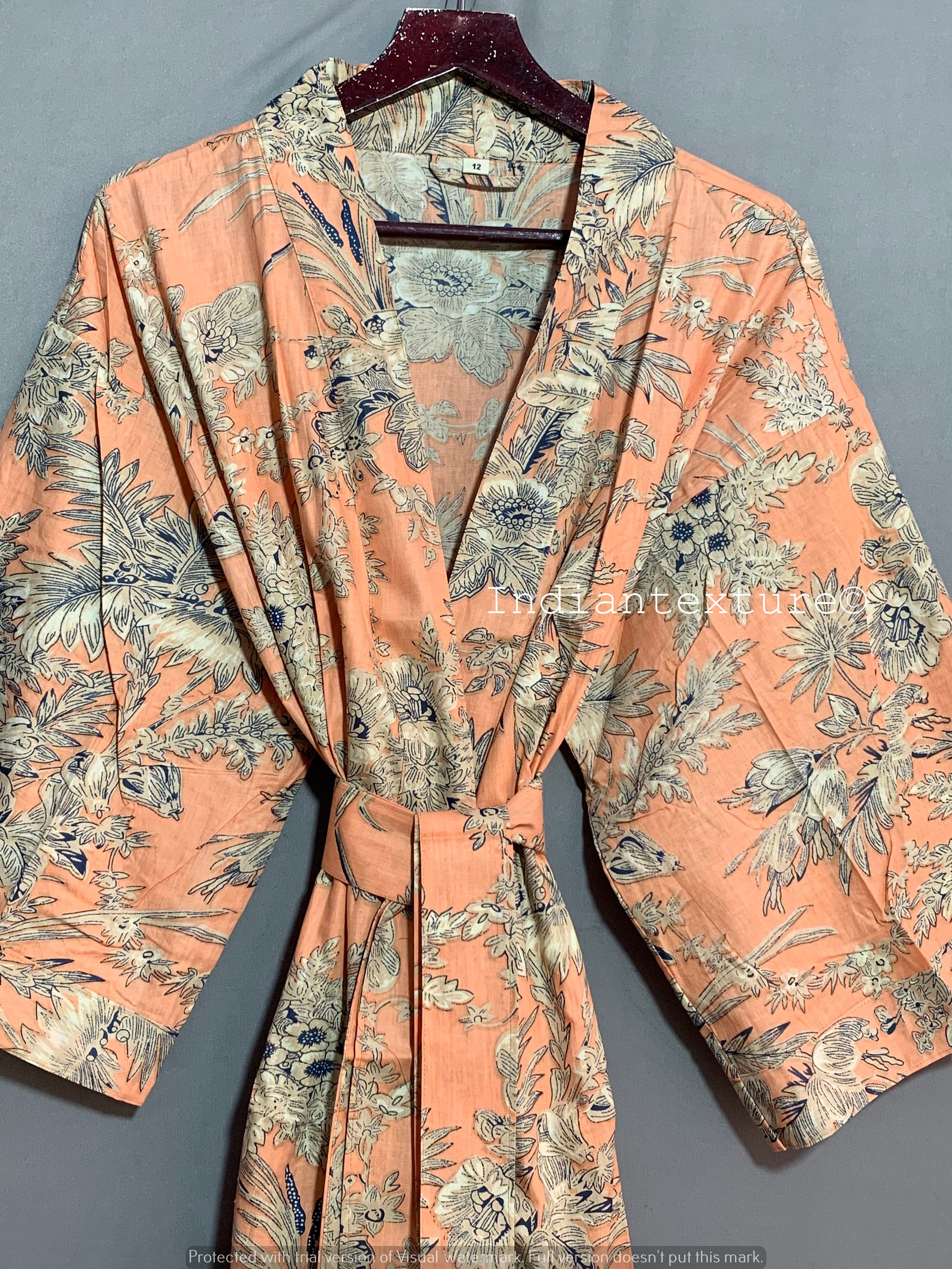 100% Cotton Kimono Robes, Pure Cotton Kimono, Block Print Cotton Kimono ...