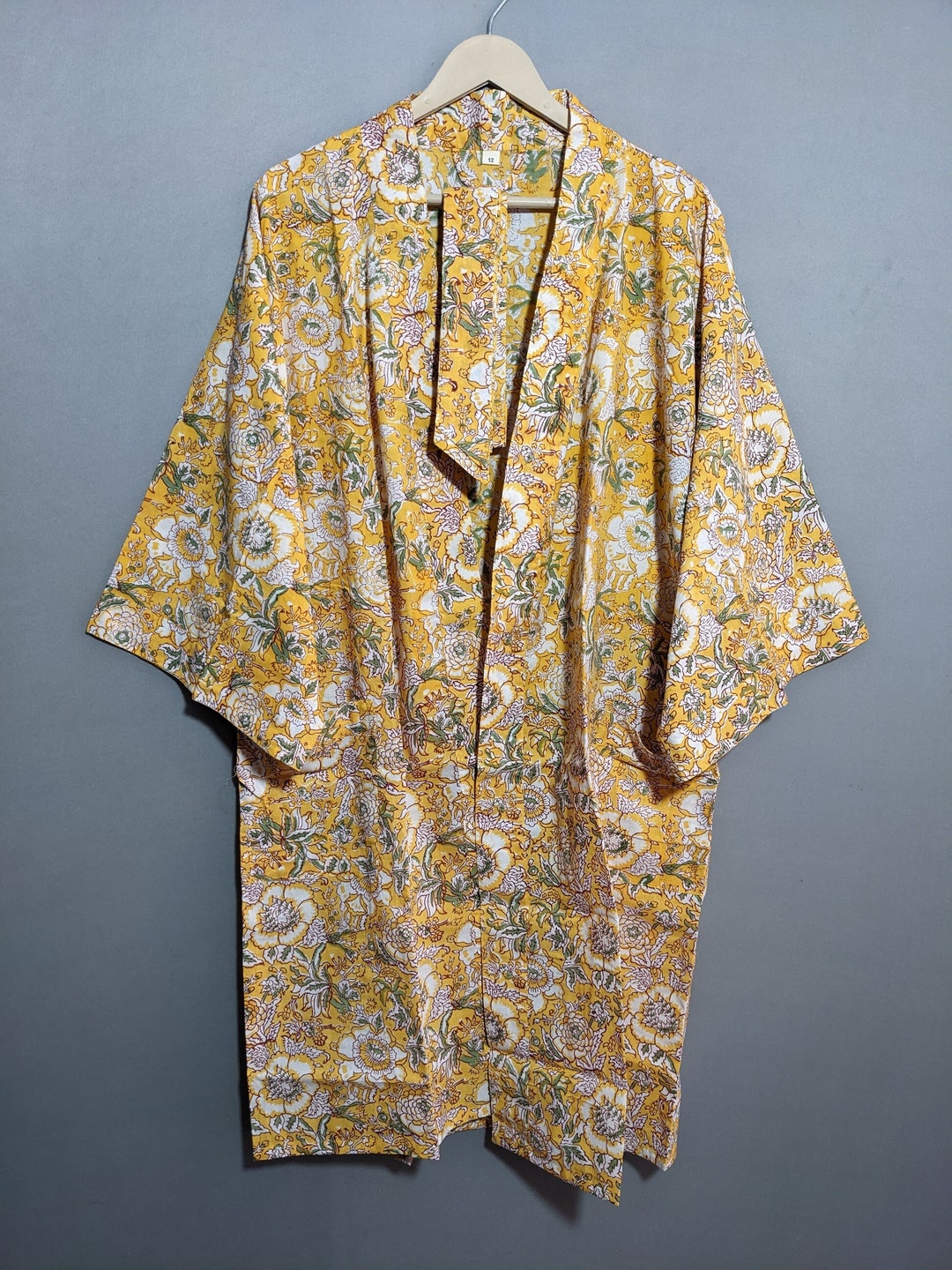 Cotton Kimono Robe, Block Print Robes for Women,dressing Gown, One Size ...