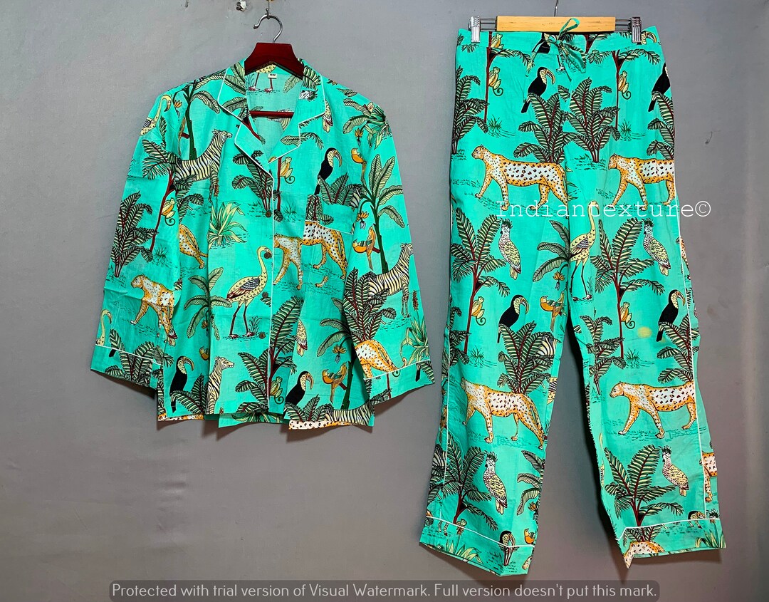 Floral Pajama Set, Printed Women Lightweight Loungewear Pajama Set ...