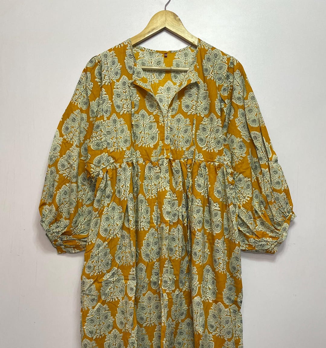 Hand Block Print Cotton Gauze Dress - Yellow Resort Wear - Etsy