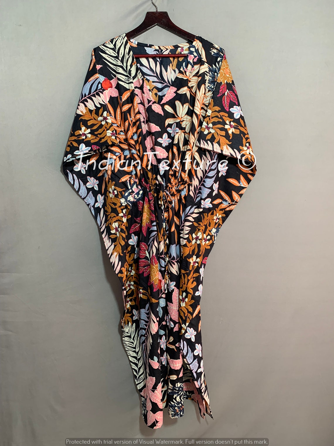 Cotton Kaftan Indian Floral Kaftan Long Caftandress for to - Etsy