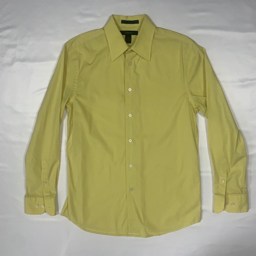 Vintage Men's' Yellow Button Down Express Shirt Size Medium - Etsy