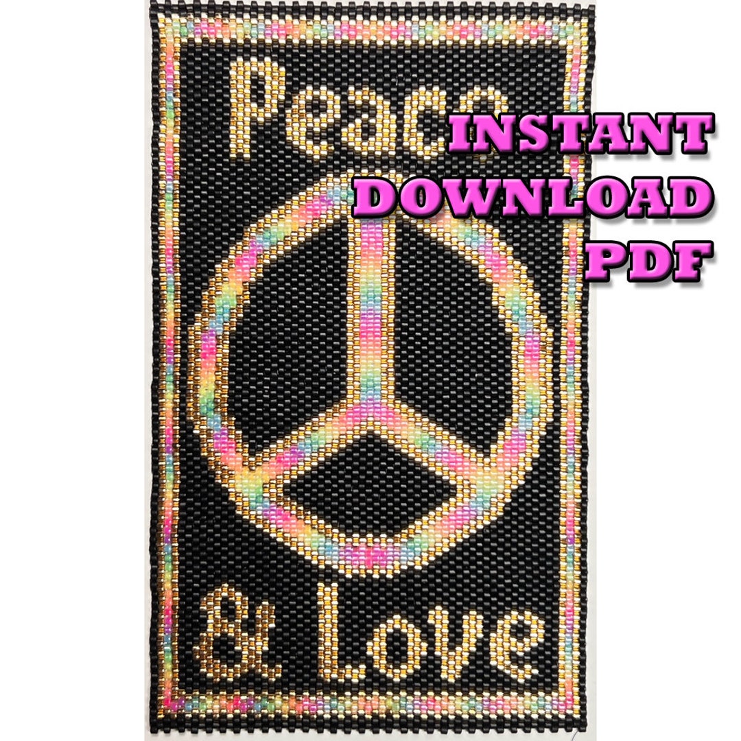 PATTERN - Single Peyote - Luminous Neon Peace Sign Tapestry - Etsy