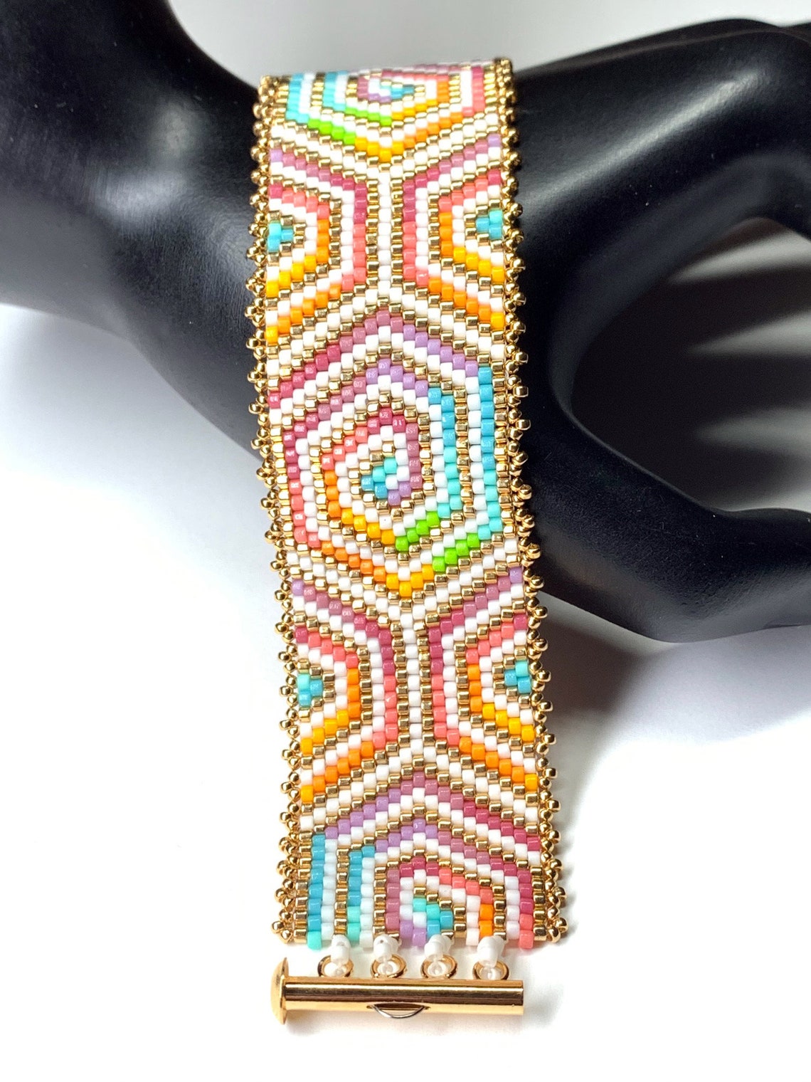 PATTERN Single Peyote Symmetrical Swirls Bracelet | Etsy