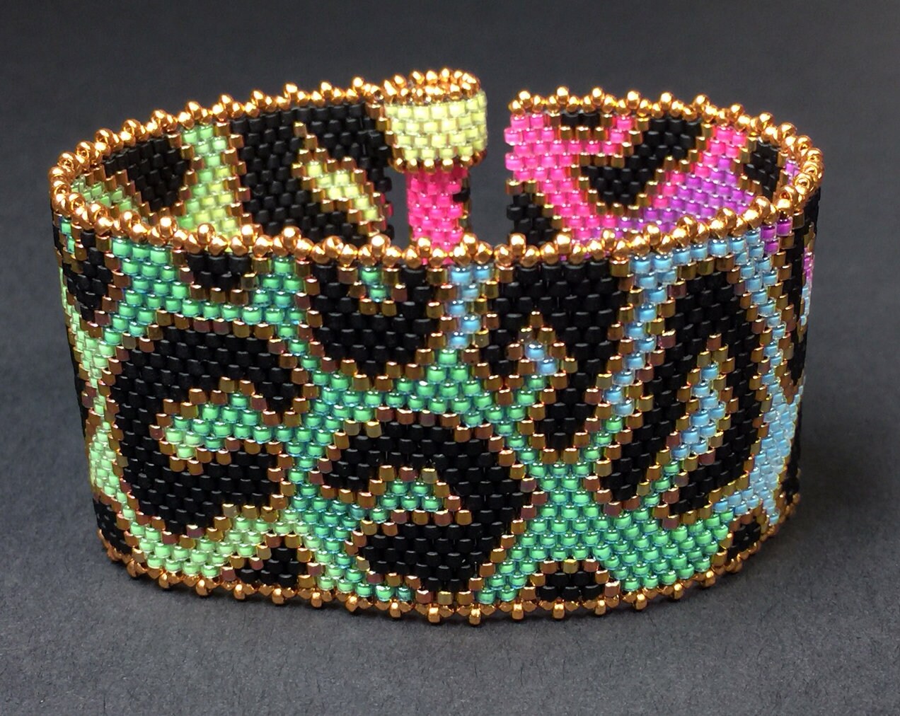 PATTERN - Single Peyote - Neon Cheetah Bracelet - Etsy