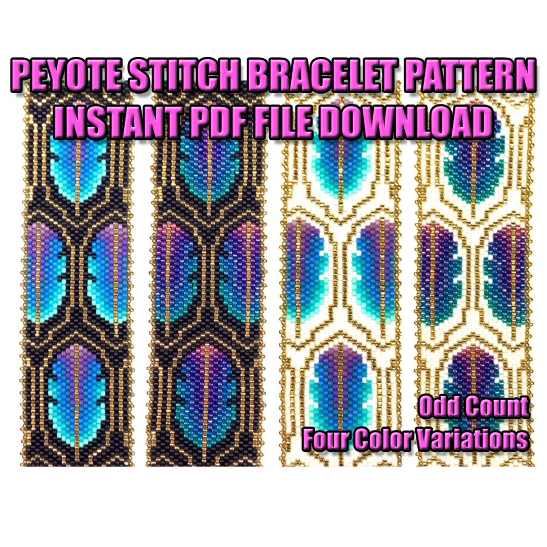 PATTERN - Single Peyote - Feather Frame Bracelet - Etsy