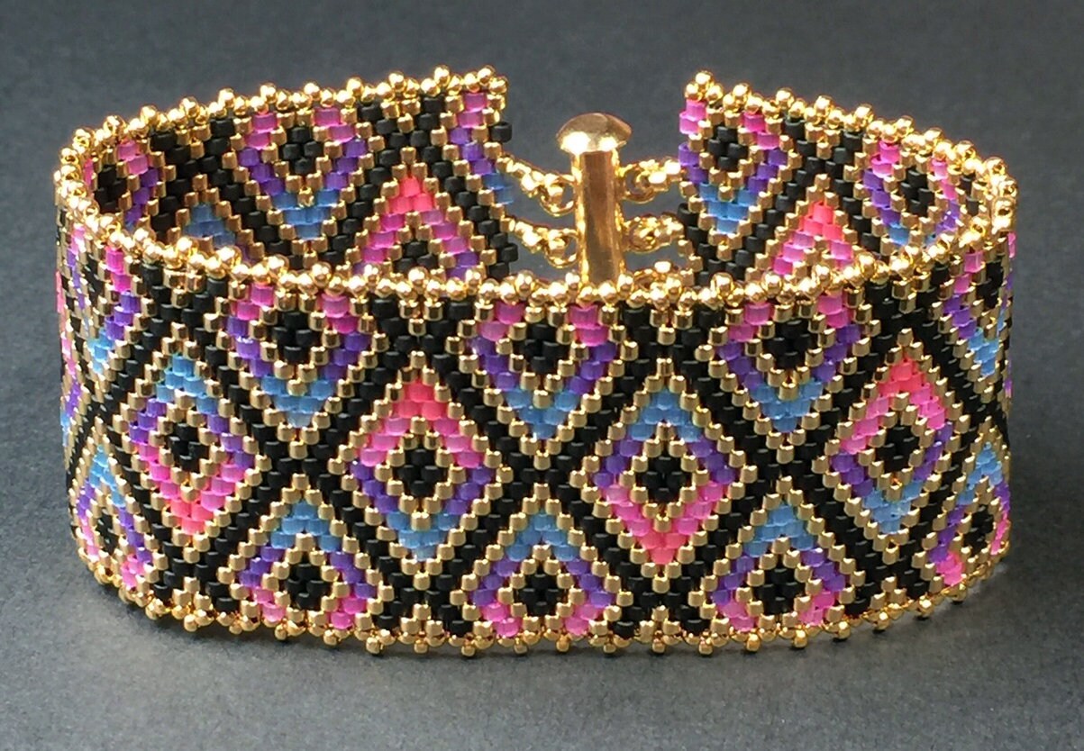 PATTERN Single Peyote Diamond Pathways Bracelet | Etsy