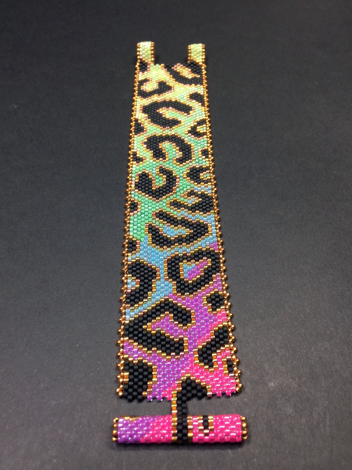PATTERN - Single Peyote - Neon Cheetah Bracelet - Etsy